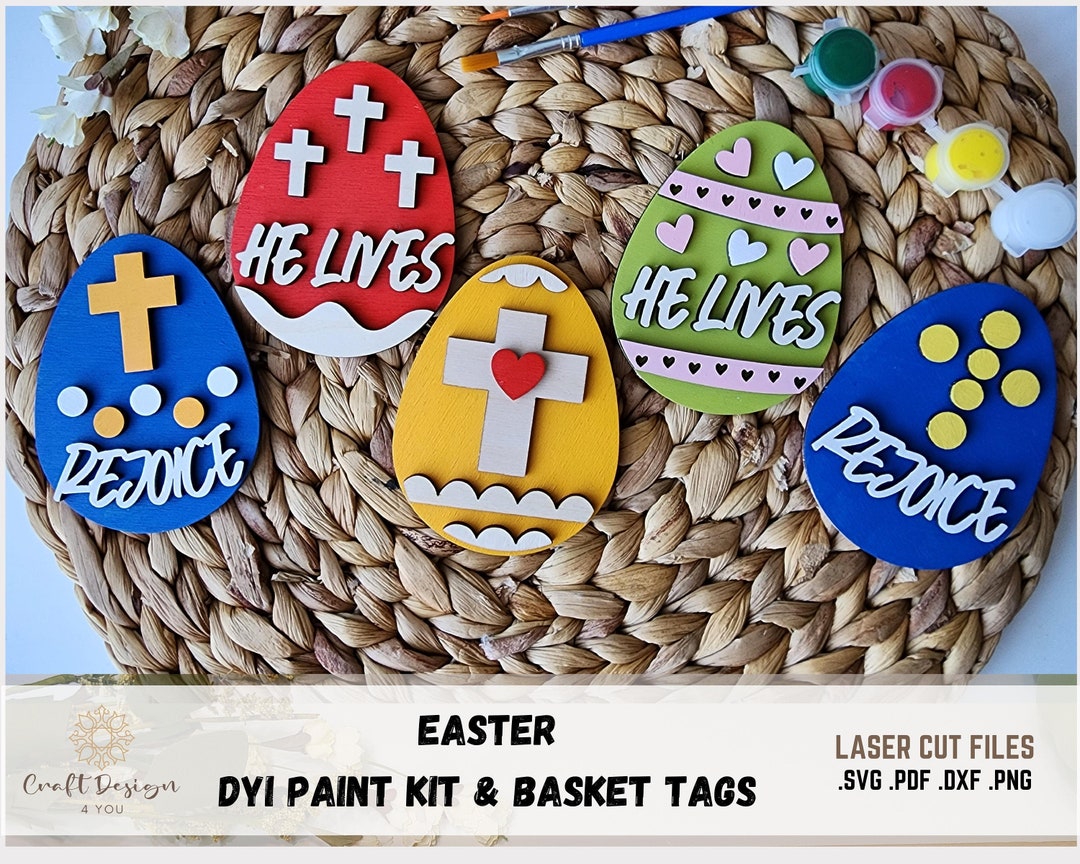 Easter DIY Paint Kit & Basket Tag Svg, Religious Easter Paint Kit Laser ...