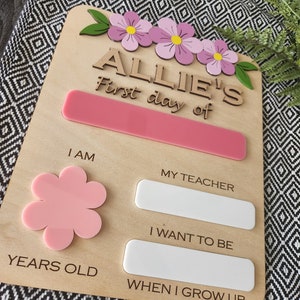 School Photo Prop Flowers, First Day of School Board, First and Last ...