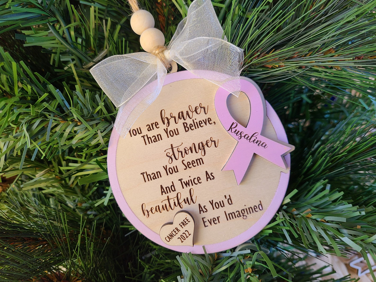 Laser File, Cancer Inspirational Ornament SVG, Cancer Survivor Ornament ...