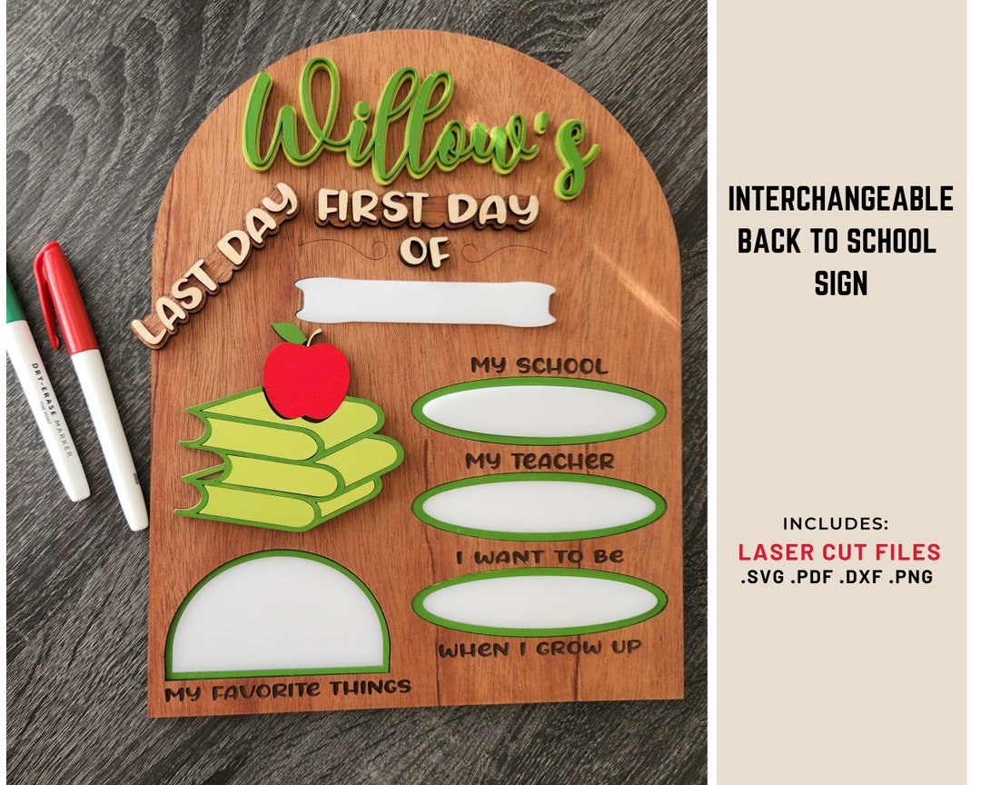 First Day of School Board, First and Last Day School Sign, Wooden ...