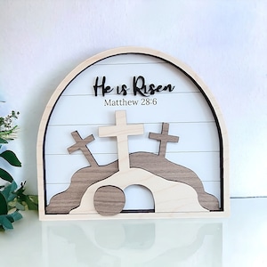 Laser Easter SVG, He is Risen Sign SVG, Easter Glowforge Files, Laser ...