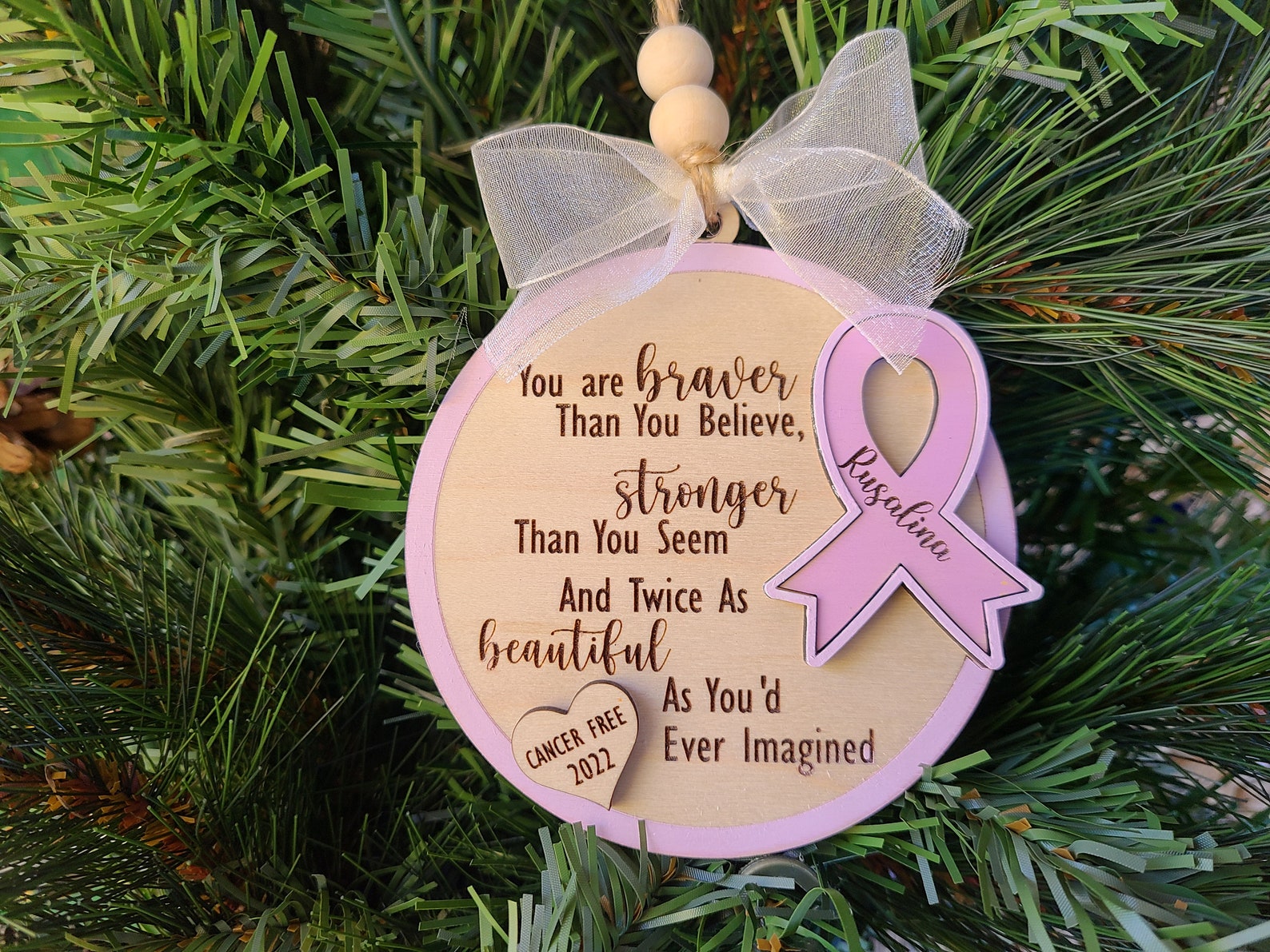 Laser File, Cancer Inspirational Ornament SVG, Cancer Survivor Ornament ...