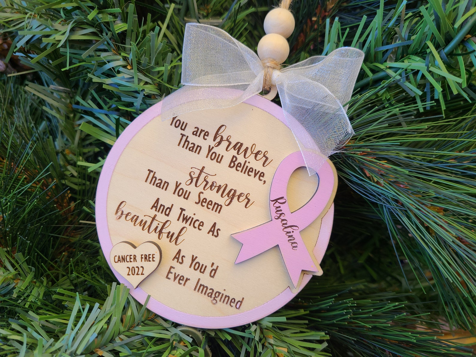 Laser File, Cancer Inspirational Ornament SVG, Cancer Survivor Ornament ...