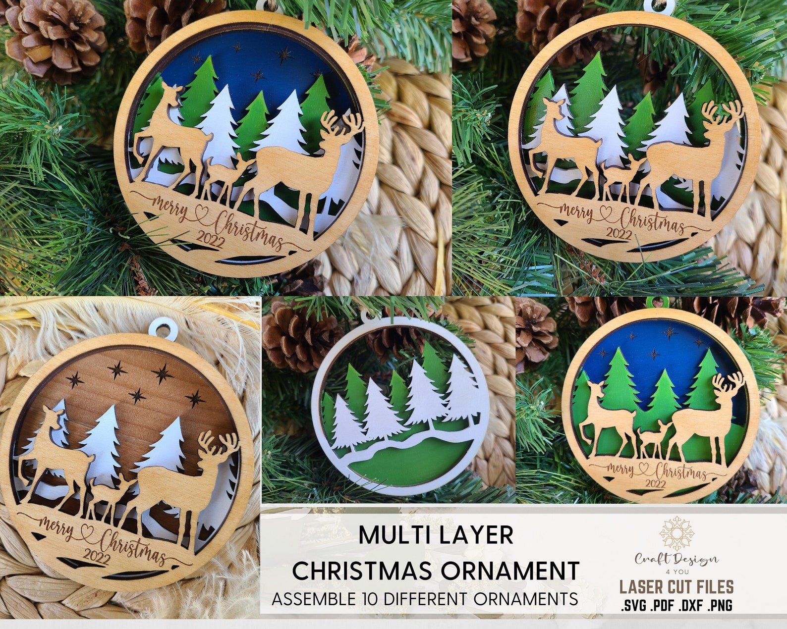 Laser Cut File, Multi Layers Ornament & Sign SVG, 3D Layered Wood ...