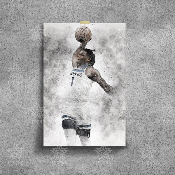 Anthony Edwards Poster Dunk - Etsy