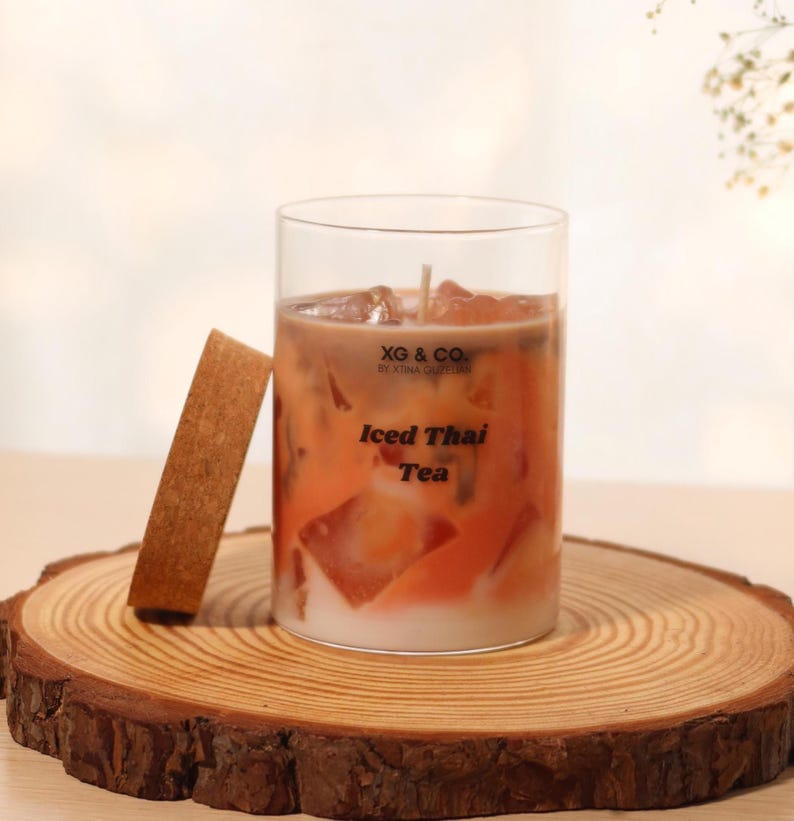 Iced Thai Tea Scented Candle: Realistic Drink Candle, Reusable Glass - Etsy