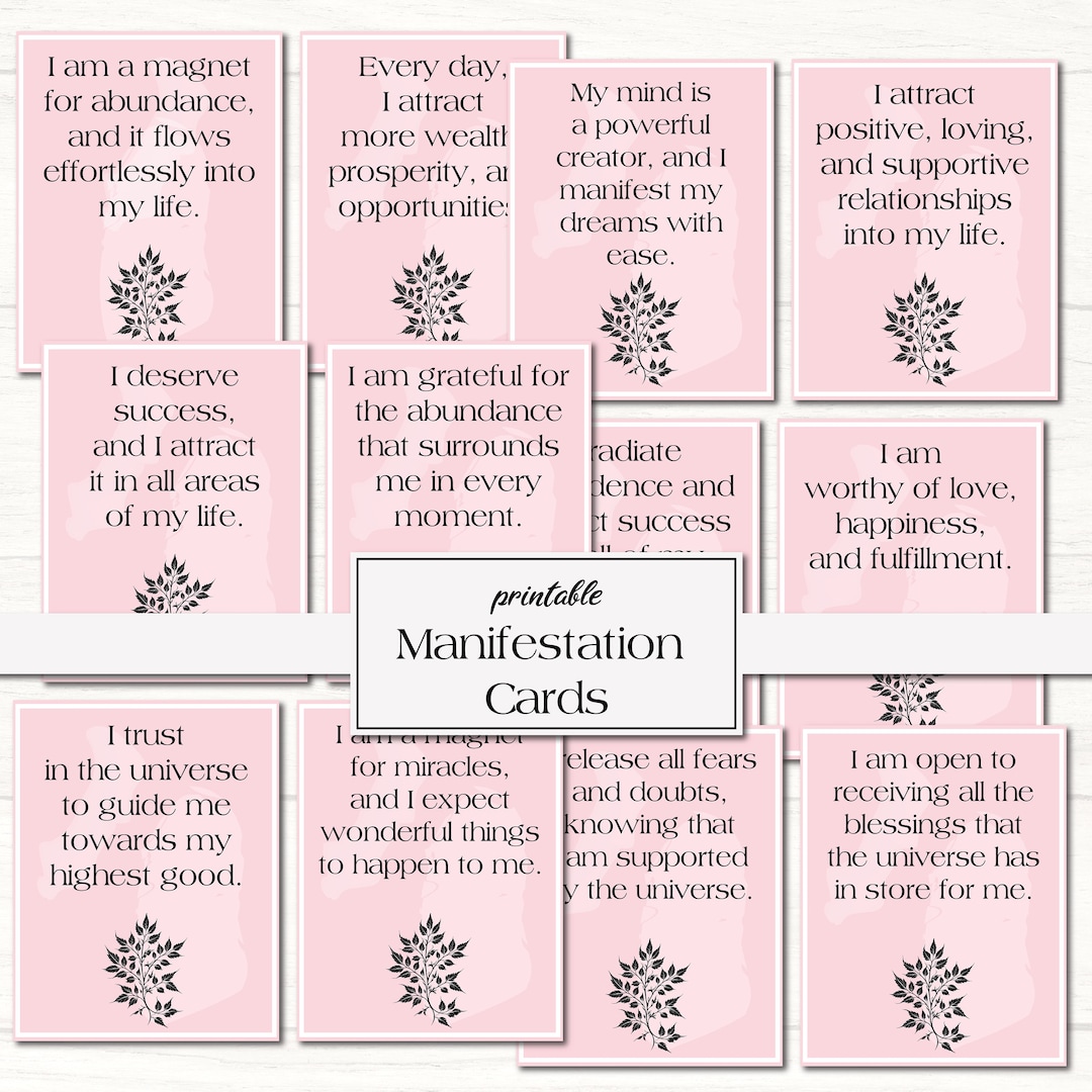 Manifestation Cards Printable Affirmations Positive Sayings Flashcards Spiritual Growth Vision ...
