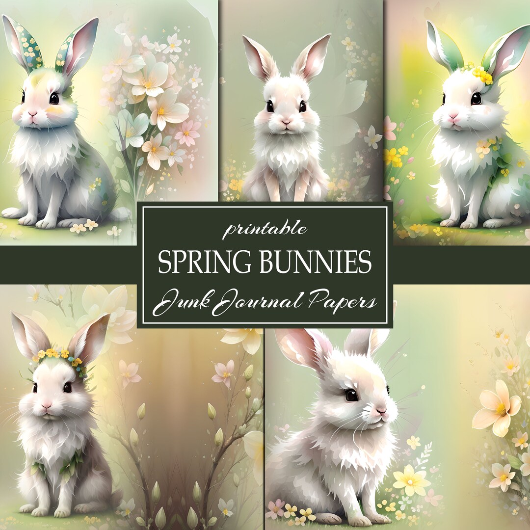 Spring Bunnies Junk Journal Printable Wildflowers Spring Papers Floral ...
