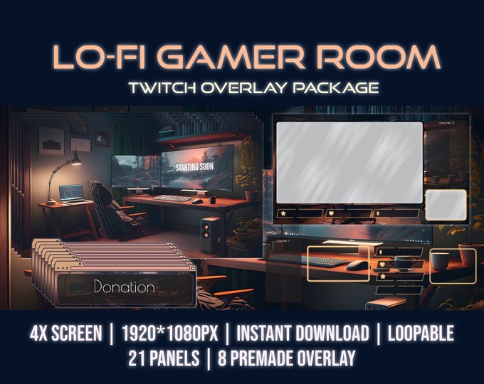 Cozy Lofi Gamer Room Twitch Overlay Package (digital Download) - Etsy
