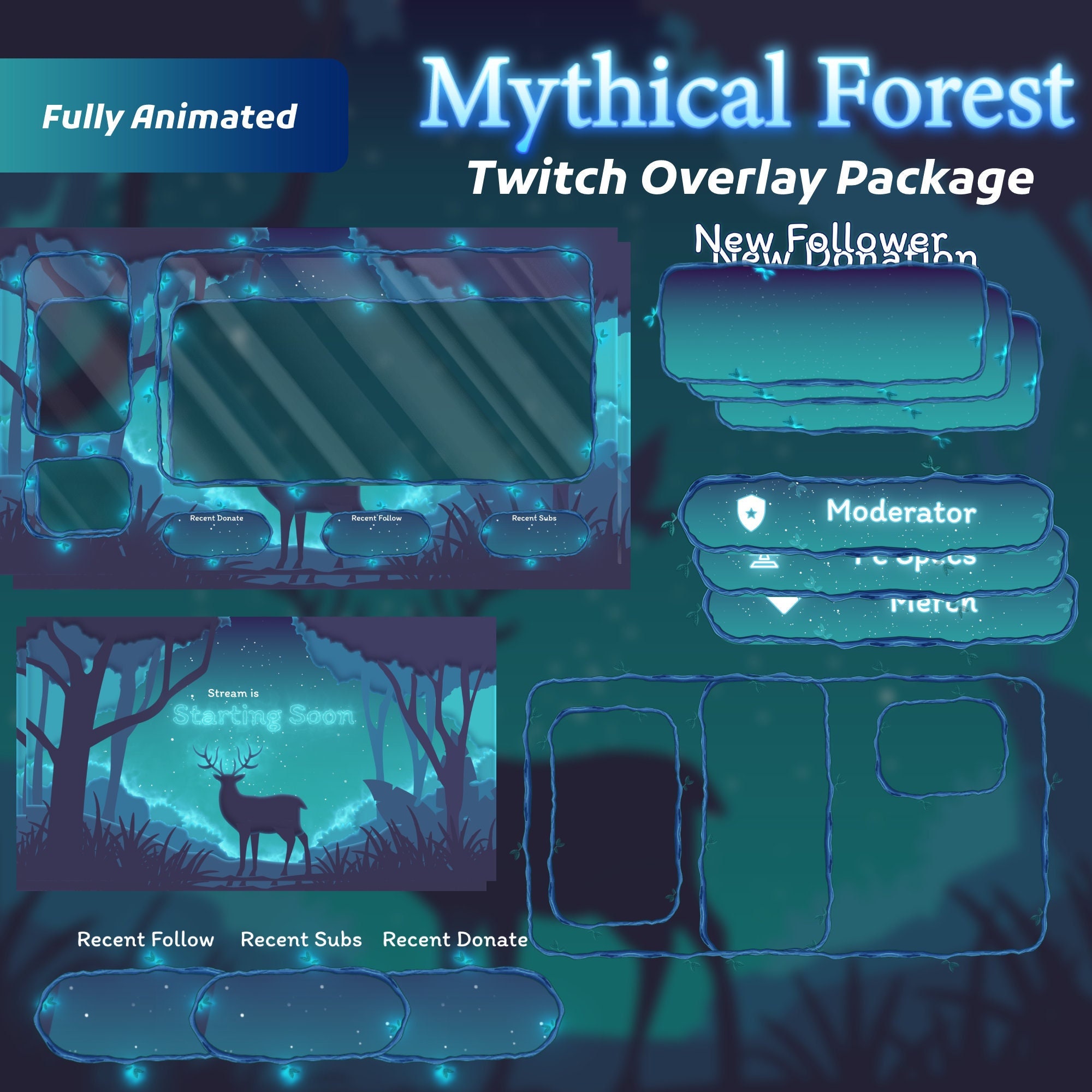Glowing Forest Twitch Overlay - Stream Package - Etsy