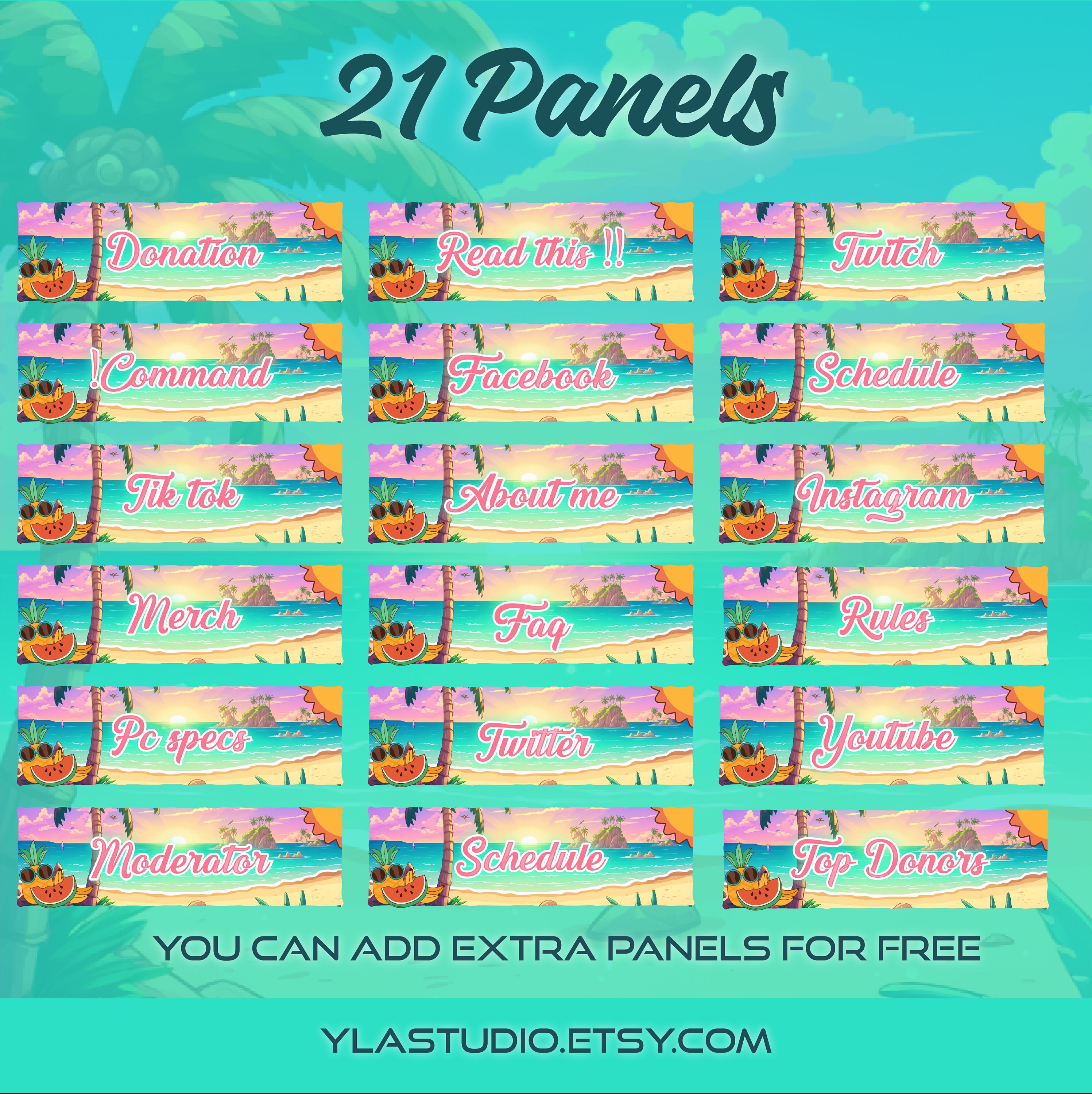 Summer Beach Twitch Stream Overlay Package (animated) - Etsy