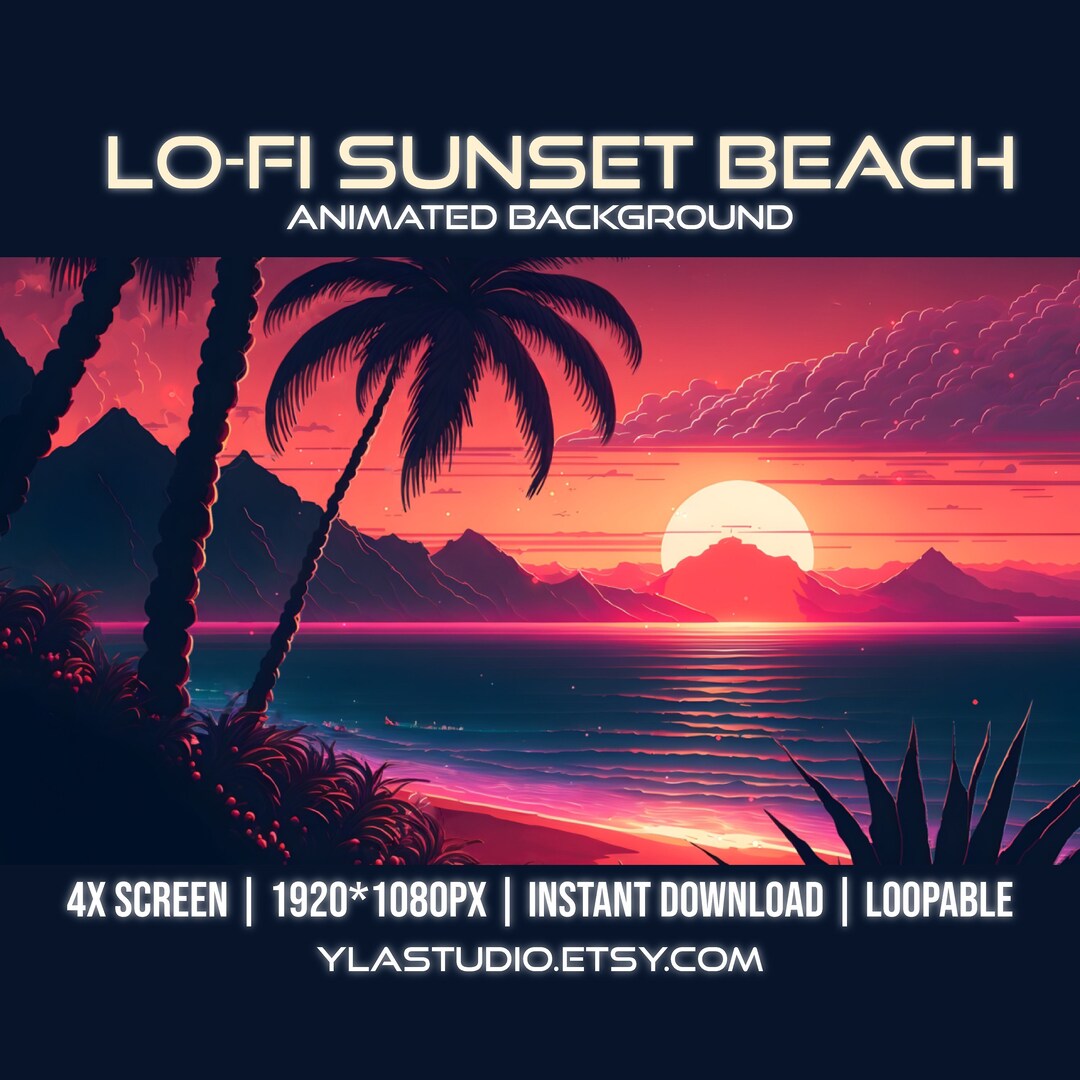 Lofi Summer Beach Animated Background | Summer Beach Twitch Overlay ...