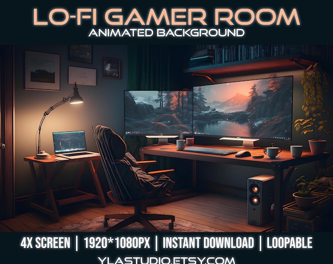 Animated Virtual Background Stream Screen Cyberpunk Living Room Looped ...