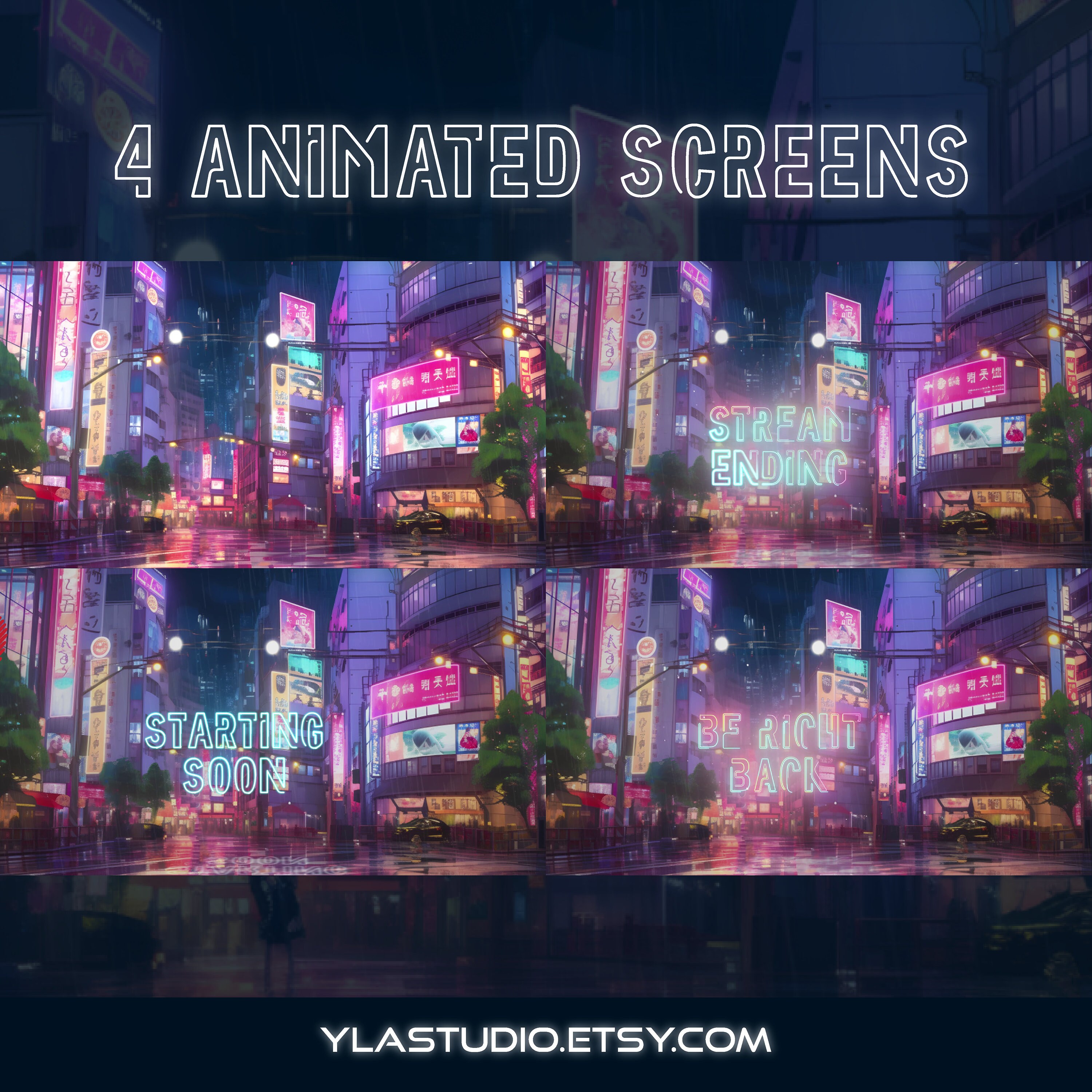 Aesthetic Twtich Overlay Asian City Rain Stream Package - Etsy