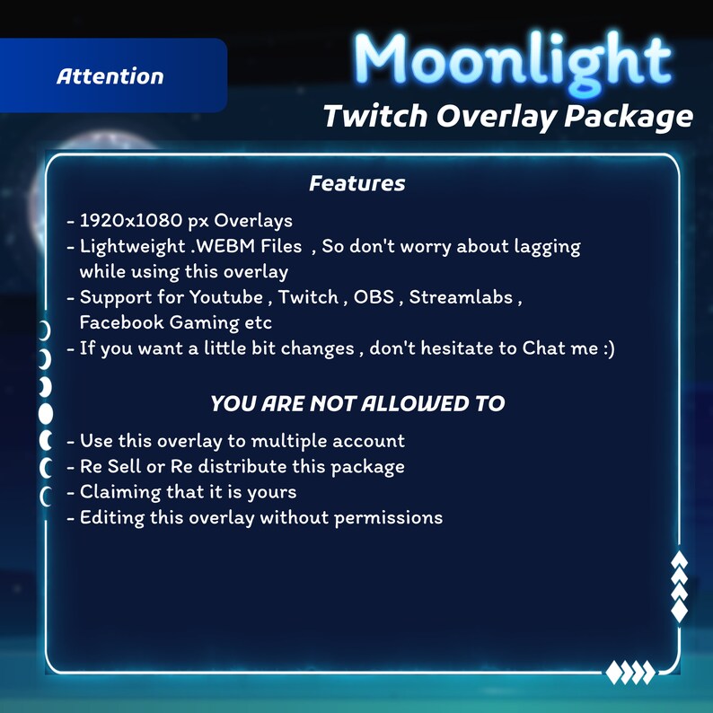 Midnight Moonlight Animated Twitch Overlay Package Stream - Etsy