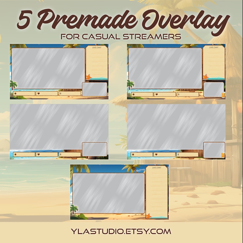 Tropical Beach Hut Animated Twitch Overlay Package - Etsy