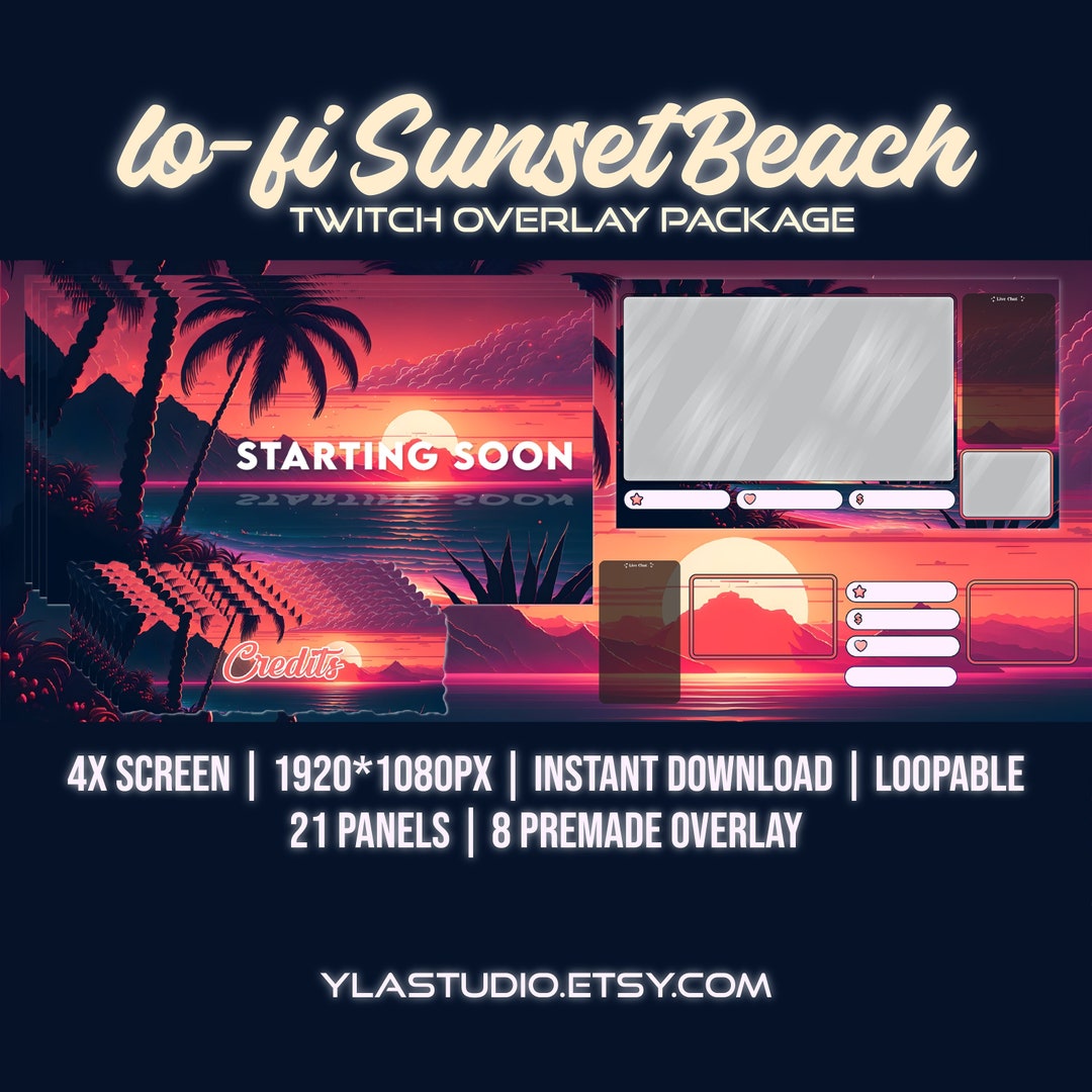 Summer Sunset Beach Twitch Overlay Package Sunset Beach - Etsy UK
