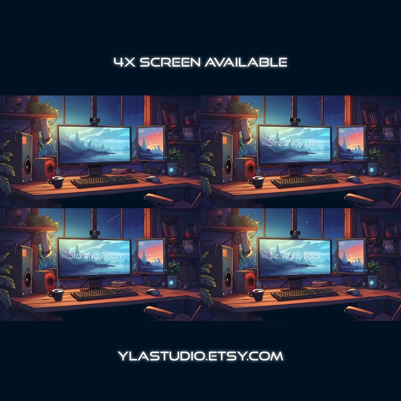 Cozy Streamer Setup Animated Background Twitch Animated Screen Vtuber ...