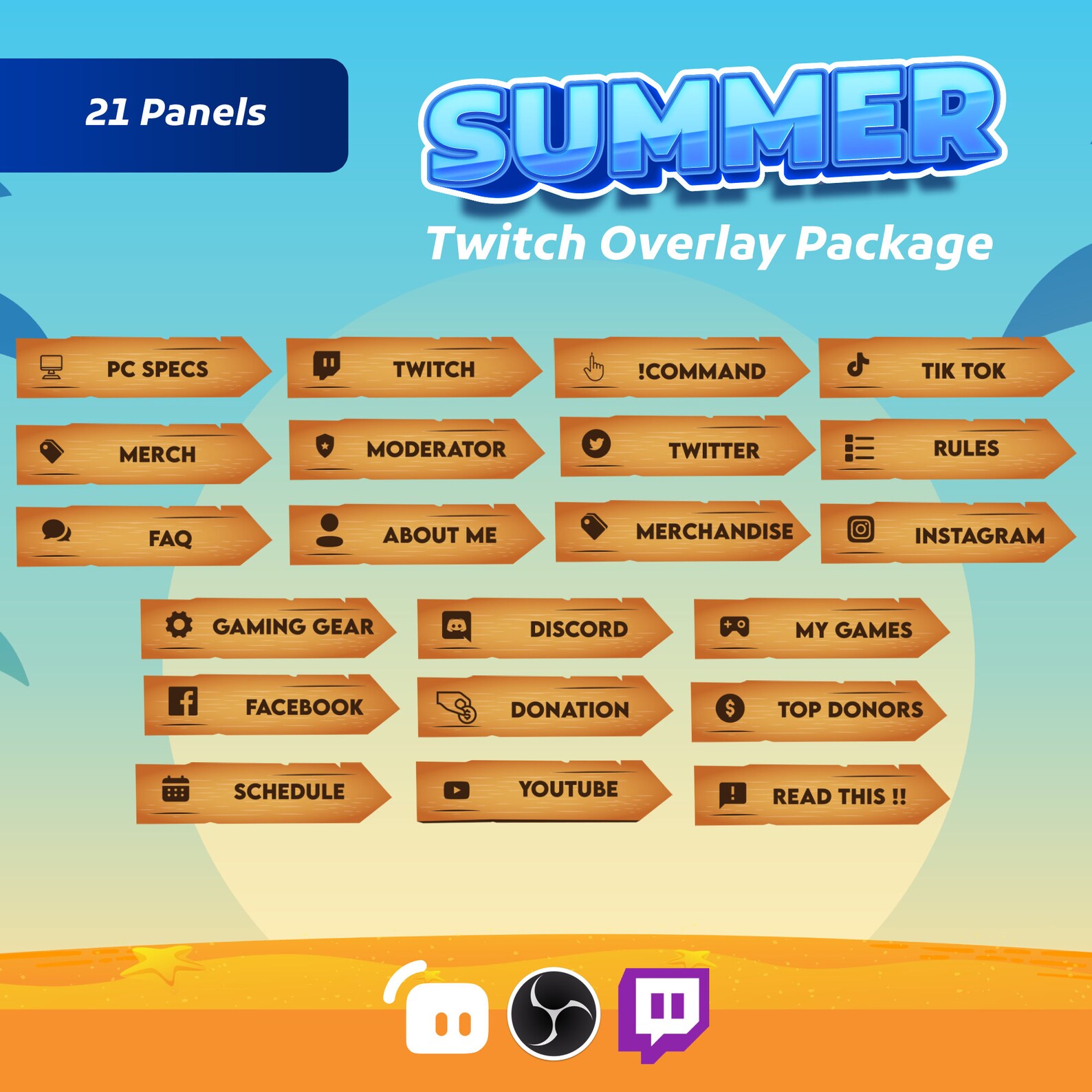 Summer Beach Twitch Overlay Package: Animated Stream Screens - Etsy