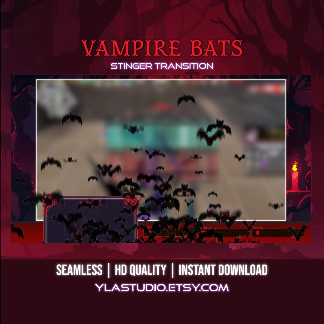 Vampire Bats Stinger Transition: Horror Vtuber Overlay (digital ...