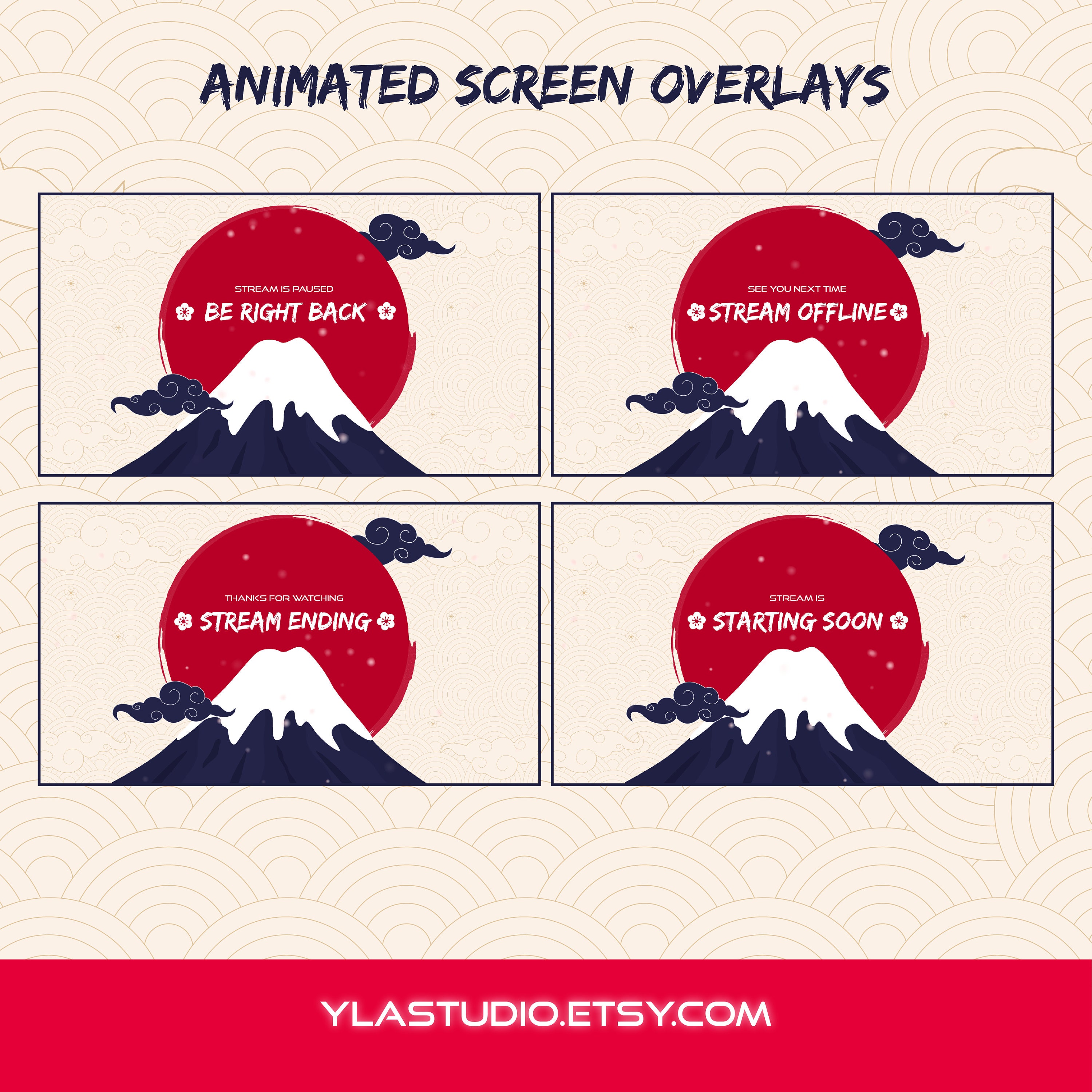 Animated Japanese Stream Package Stream Overlay Twitch - Etsy