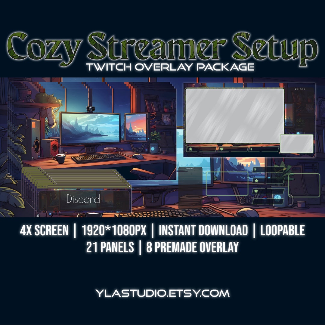 Cozy Streamer Setup Room Twitch Overlay | Lofi Stream Room Stream ...