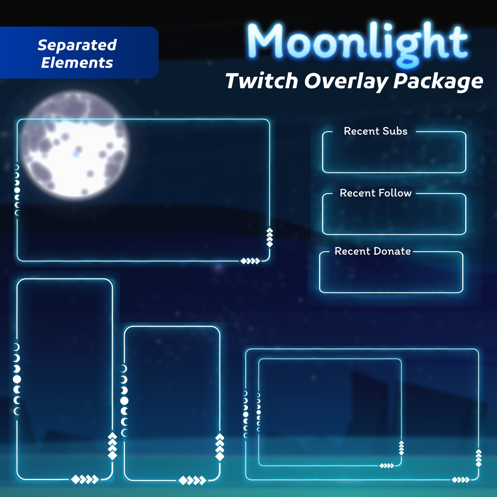 Midnight Moonlight Animated Twitch Overlay Package Stream - Etsy