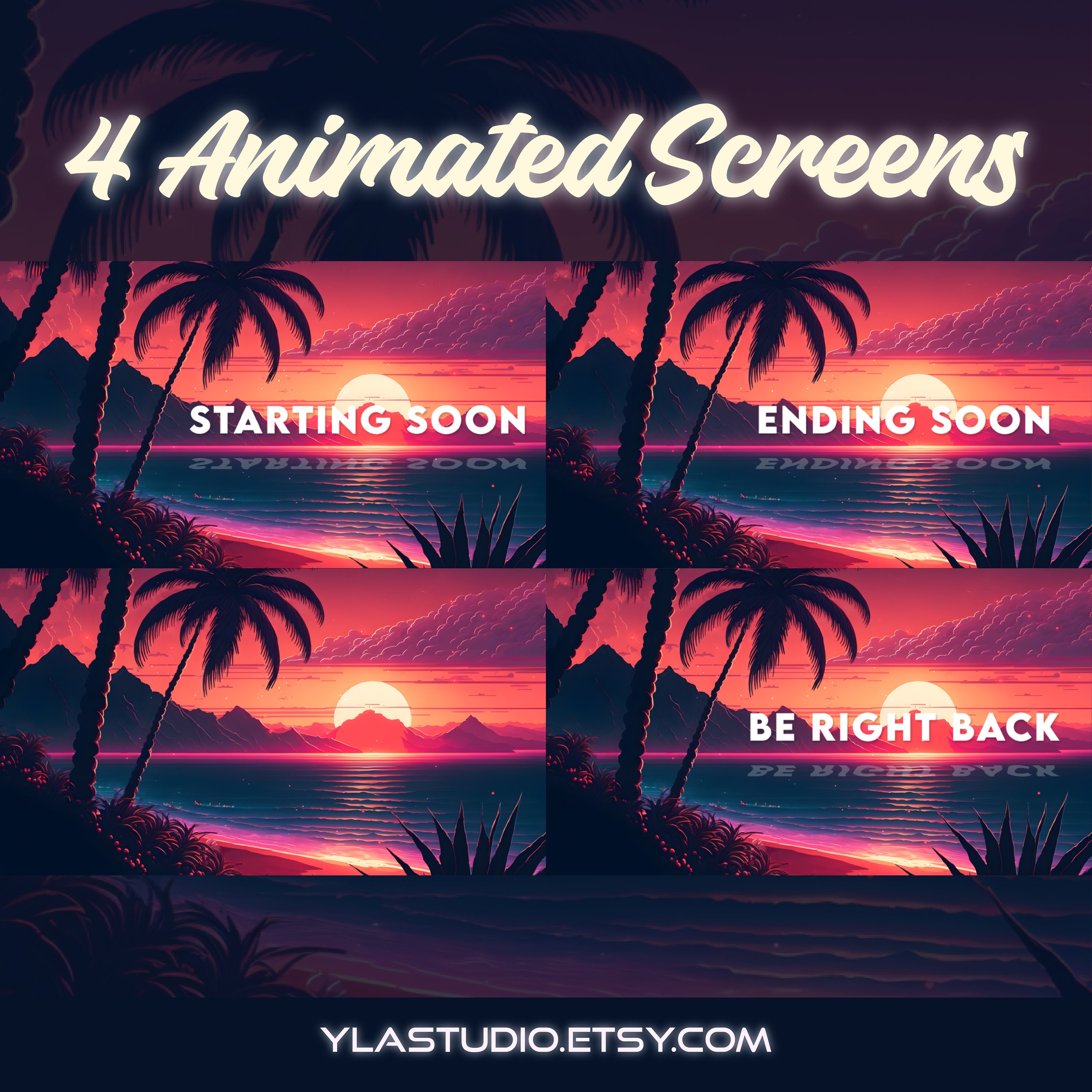 Summer Sunset Twitch Overlay Package Summer Sunset Beach Stream Package ...