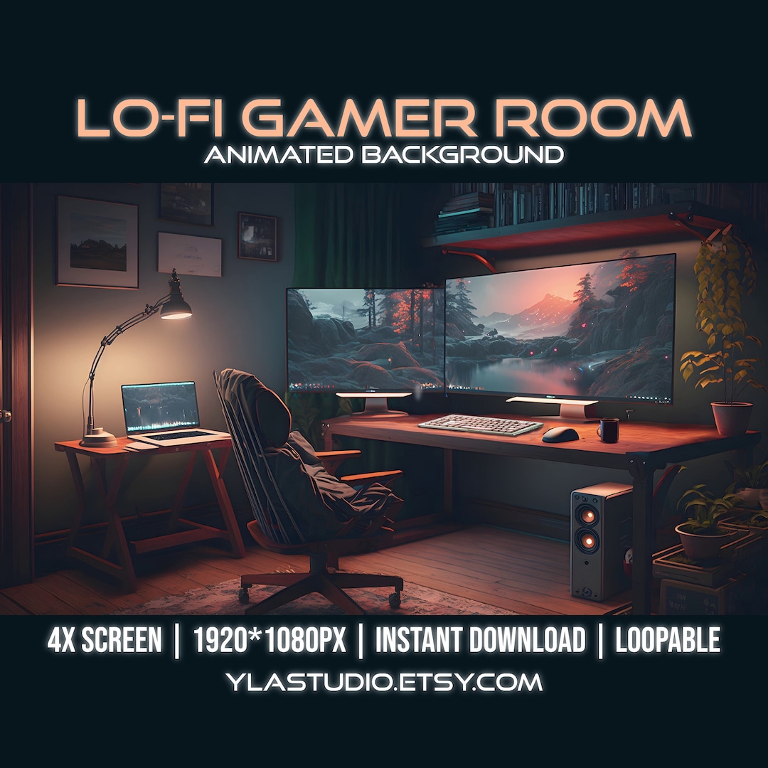 Cozy Lofi Gamer Room Animated Background Twitch Animated Screen Vtuber ...