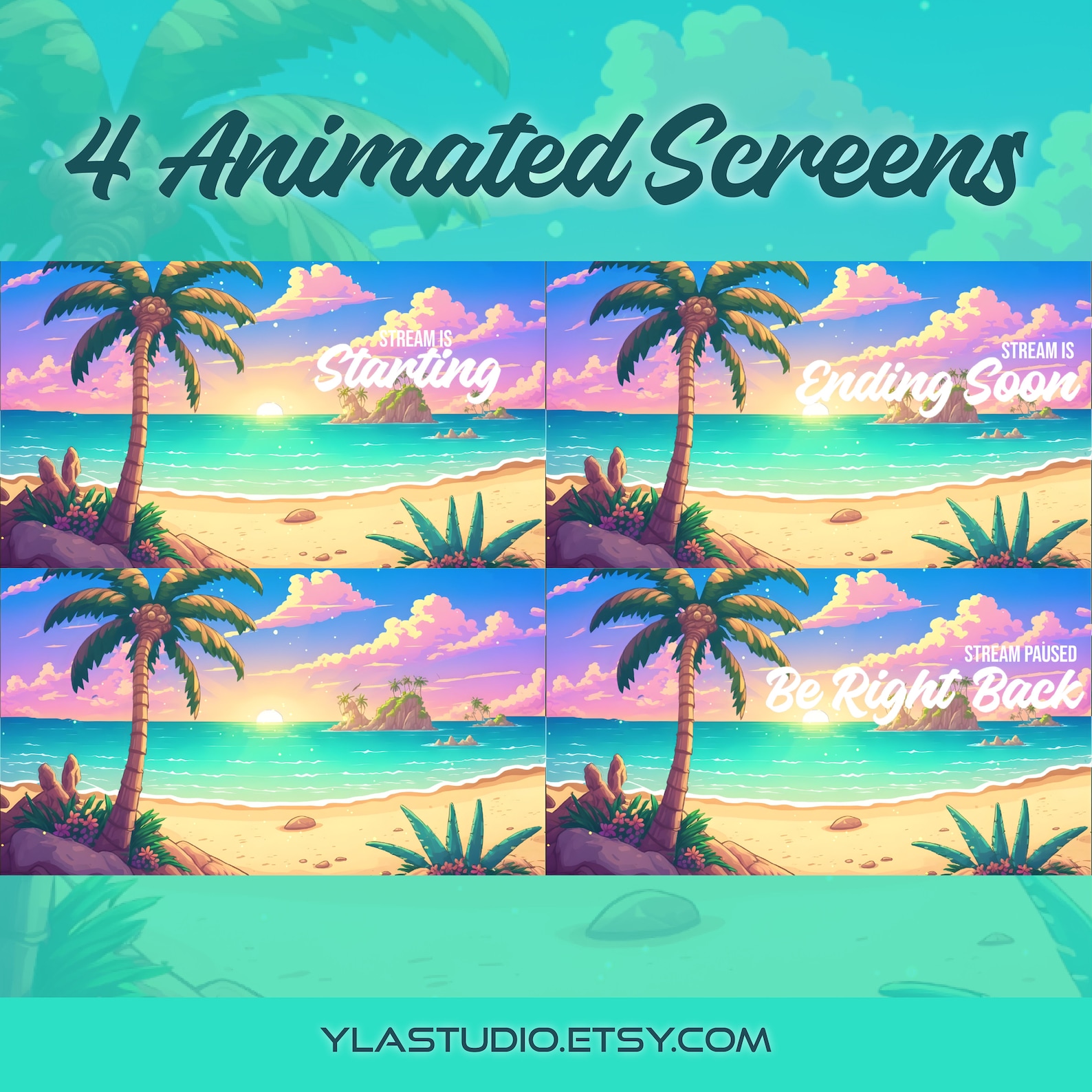 Summer Beach Twitch Overlay Package Summer Beach Stream - Etsy