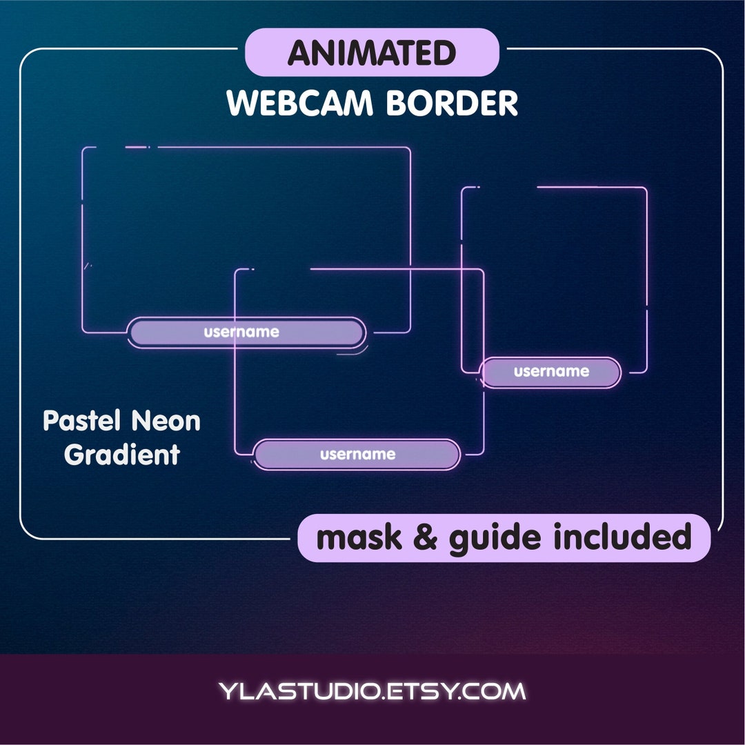 Animated Webcam Border Soft Gradient Pastel - Simple Webcam Overlay for ...