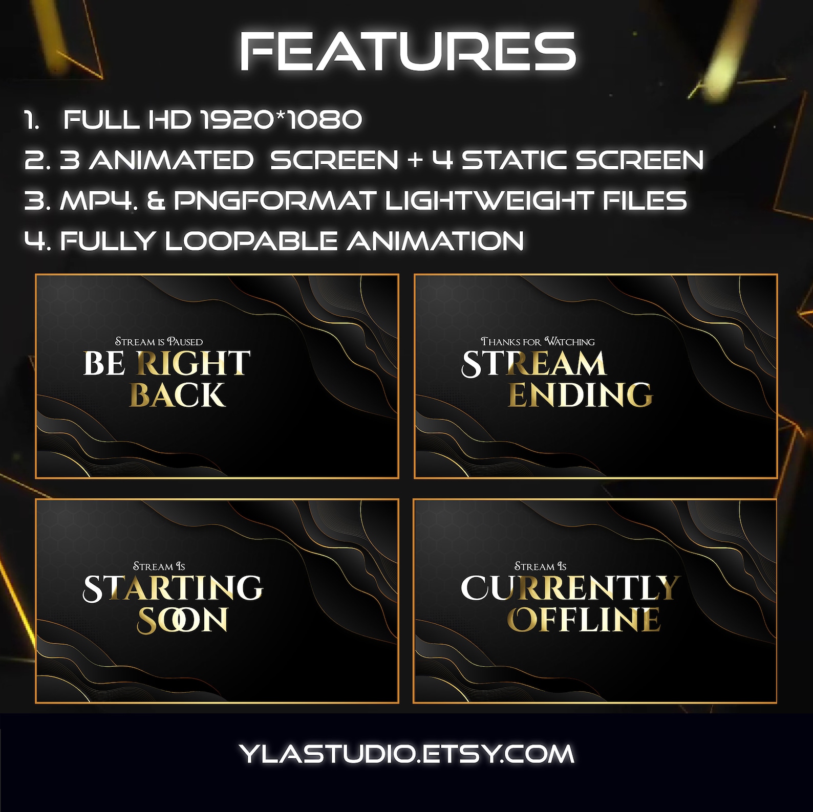 Luxury Golden Animated Screen Overlay for Twitch - Etsy
