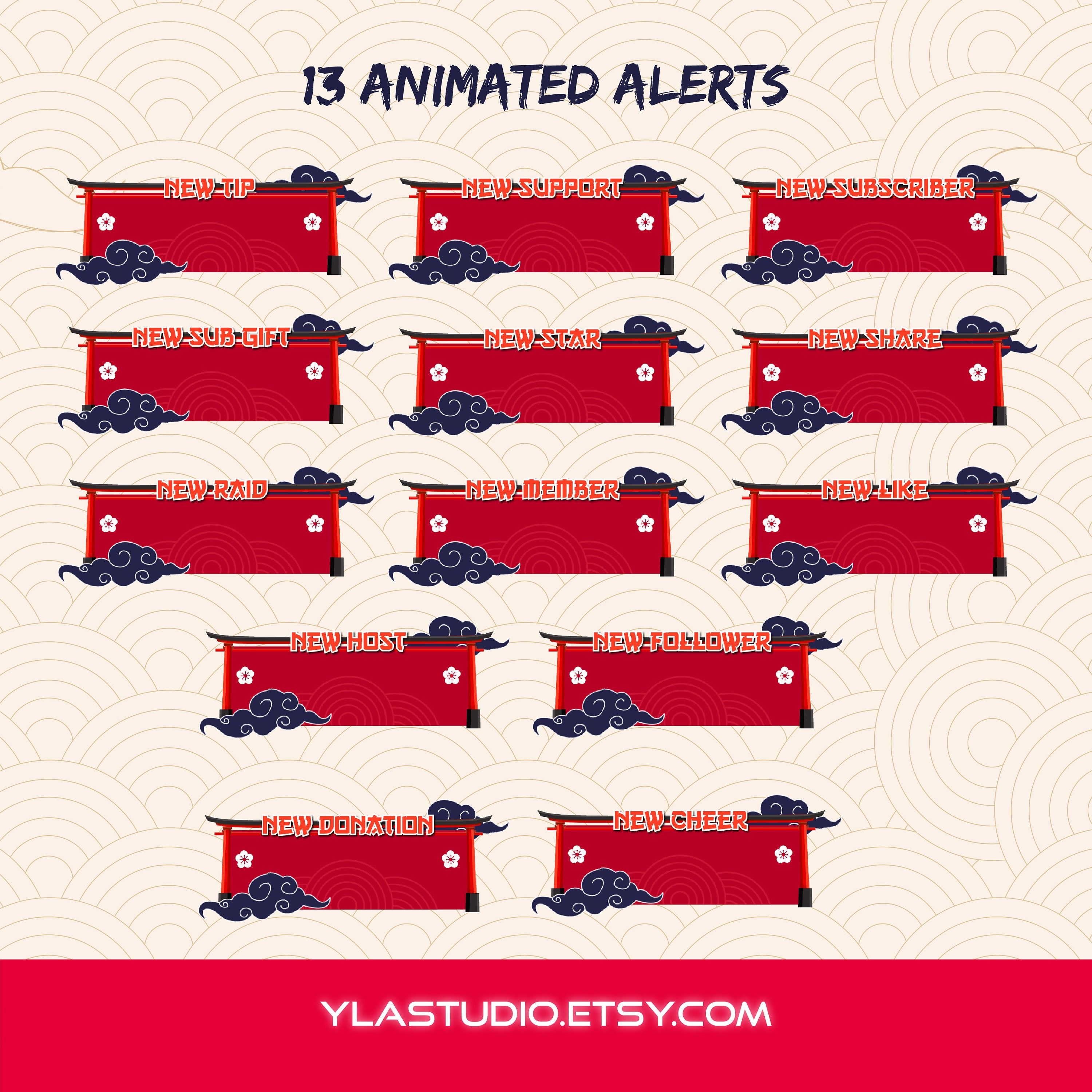 Animated Japanese Stream Package Stream Overlay Twitch - Etsy