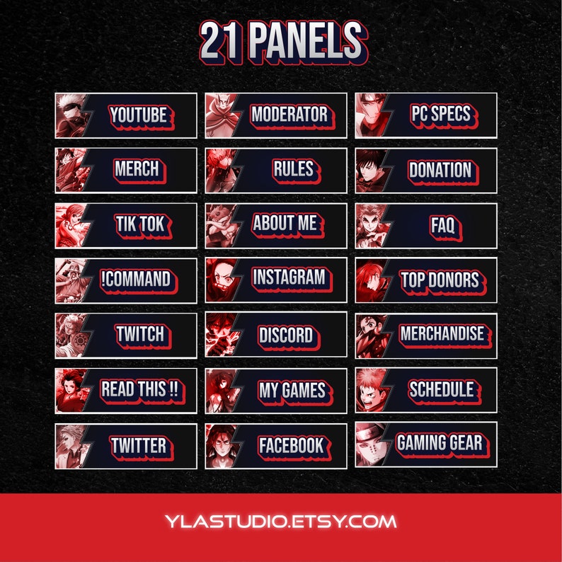 Anime Custom Twitch Overlay Anime Stream Package Anime - Etsy