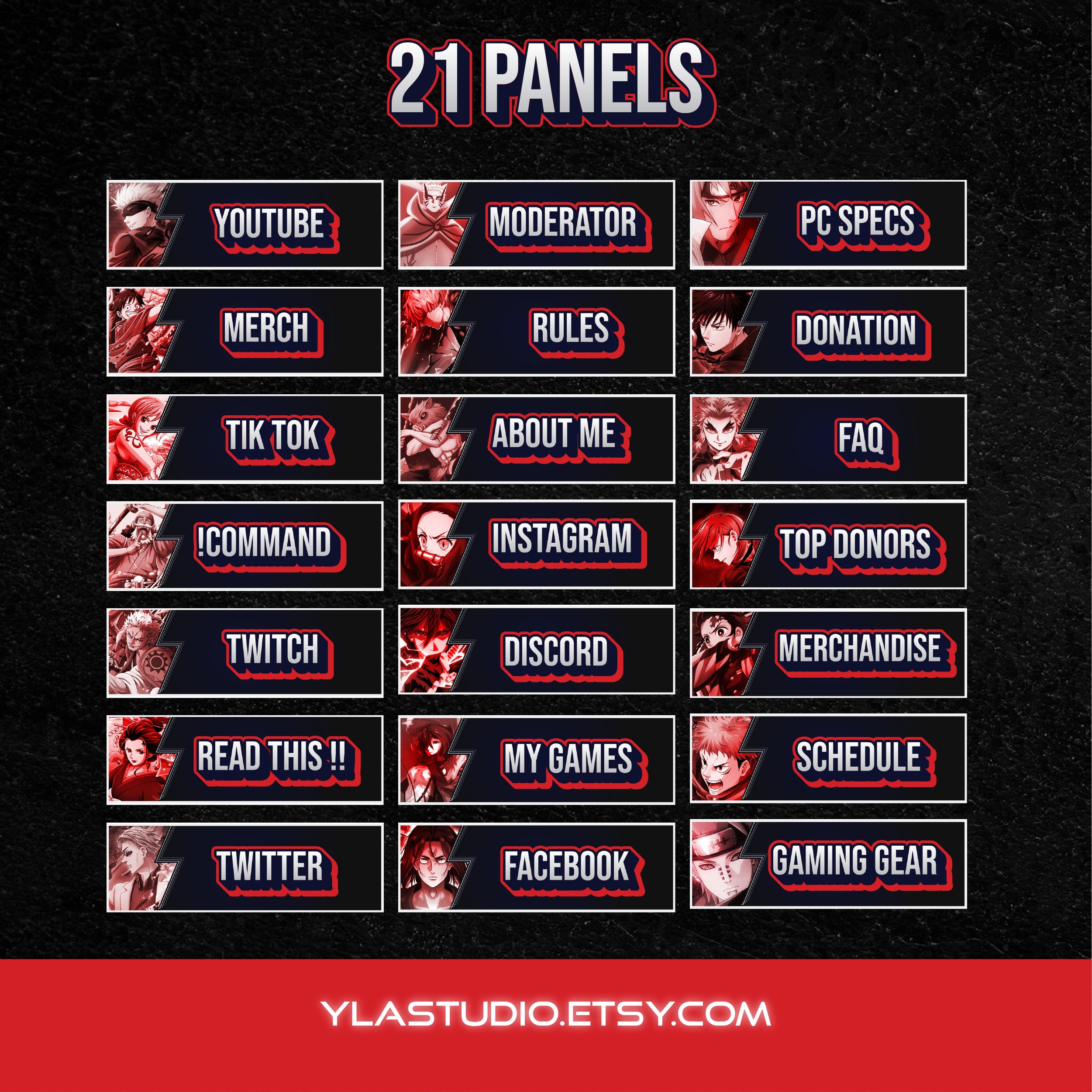 Anime Custom Twitch Overlay Anime Stream Package Anime - Etsy UK