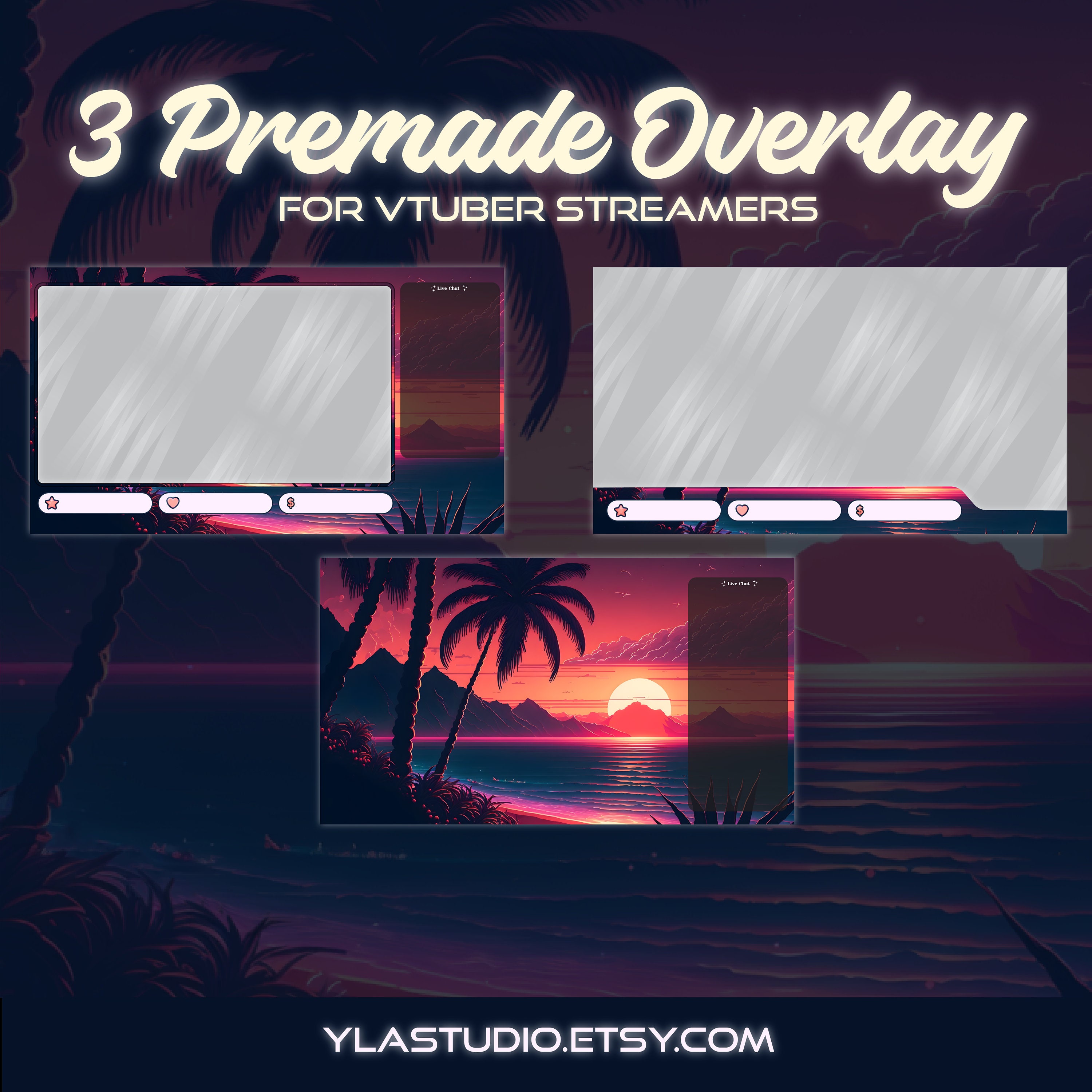 Summer Sunset Twitch Overlay Package Summer Sunset Beach Stream Package ...