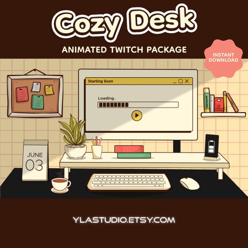 Cozy Twitch Overlay Stream Package Lofi Desk Twitch Overlay - Etsy