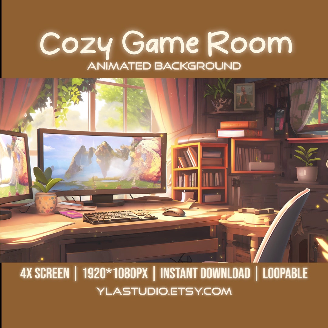 Cozy Gaming Desktop Animated Background: Twitch, Vtuber (digital ...