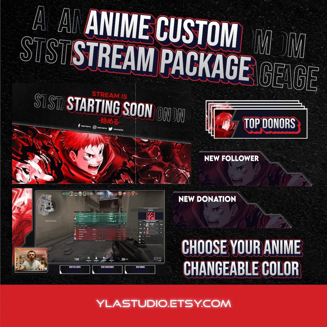 Anime Custom Twitch Overlay Anime Stream Package Anime - Etsy UK