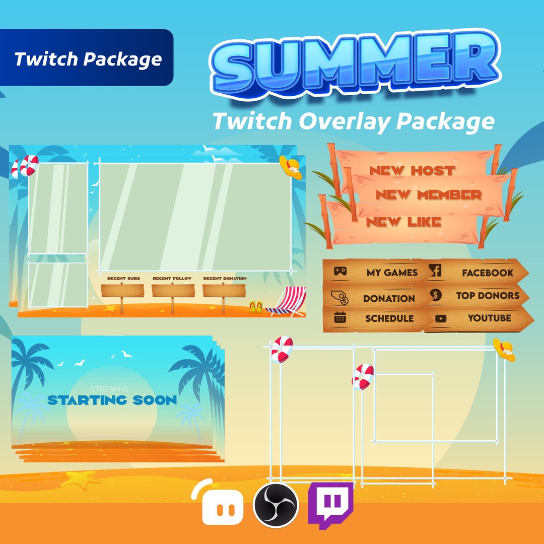 Summer Twitch Overlay - Stream Overlay - Twitch Package - Stream ...