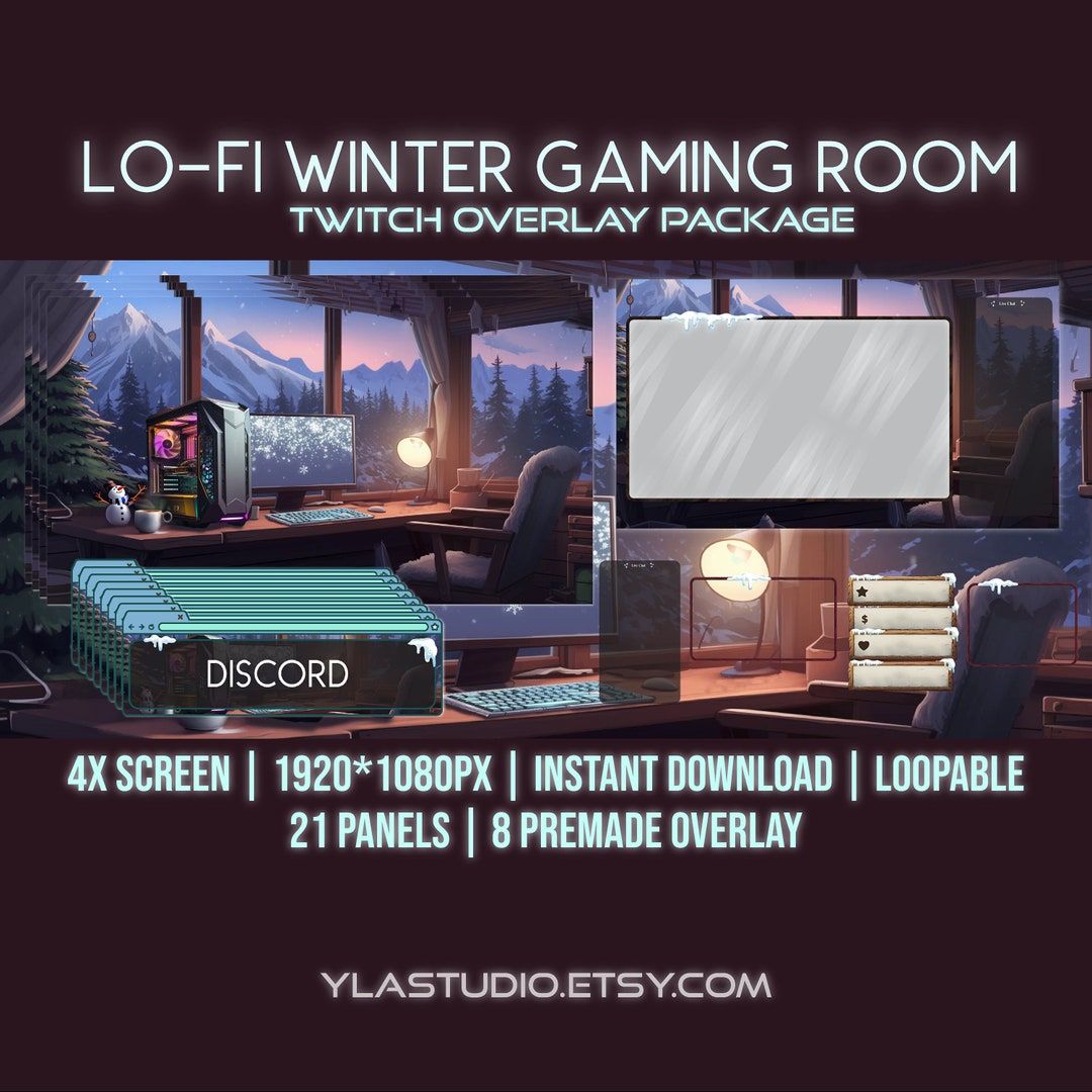 Cozy Winter Gamer Room Twitch Overlay: Lofi Stream Package (digital ...