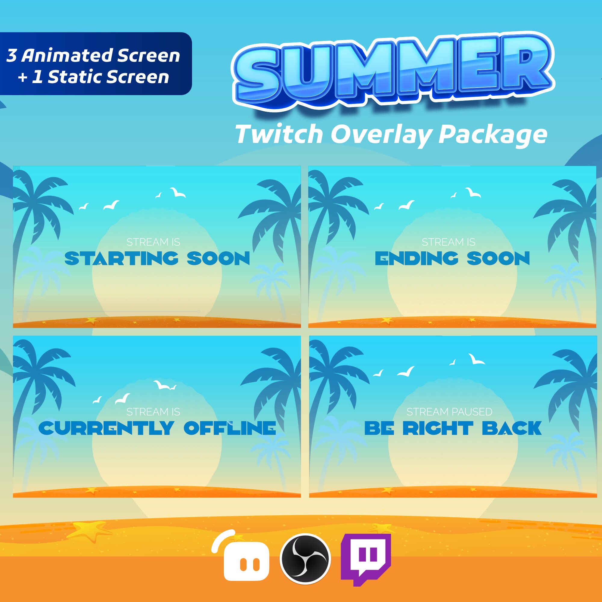 Summer Twitch Overlay Stream Overlay Twitch Package - Etsy Ireland
