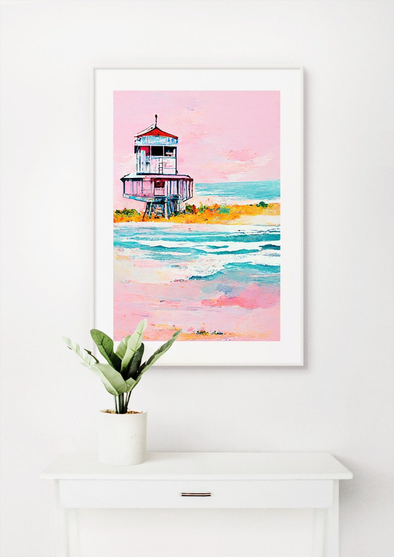 Pink California Beach Wall Art Surf Art Printable Boho - Etsy