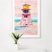 Pink Lifeguard Tower Print Printable Boho Beach Wall Art - Etsy