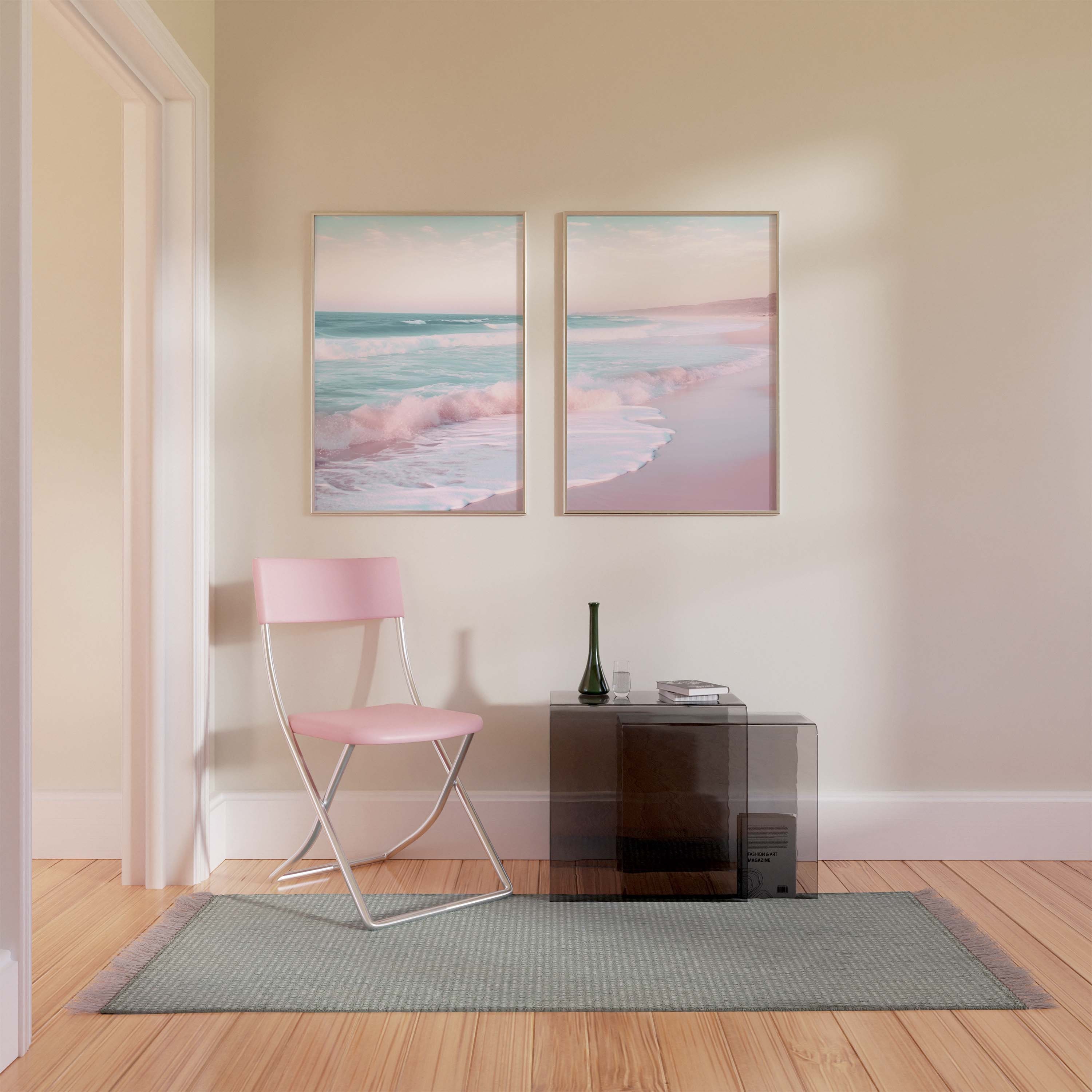 Pink Ocean Pastell Strand Print 2er Set Boho Küsten Wandkunst ...