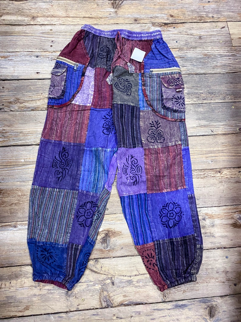 Boho Hippie Patchwork Pants With Big Box Pockets - Etsy