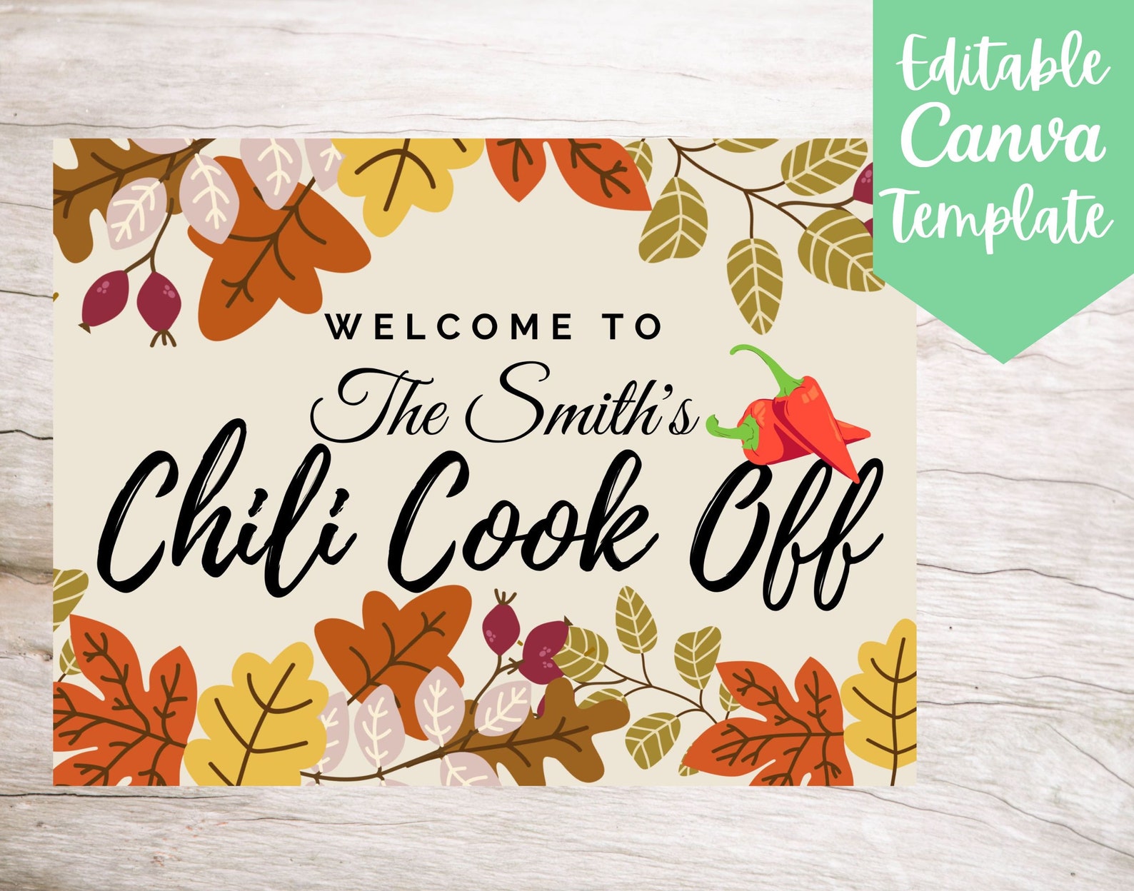 Editable and Printable Chili Cook off Yard Sign Template, Instant ...