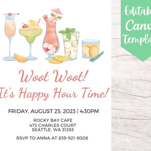 EDITABLE and Printable It's Happy Hour Time Event Flyer Template ...