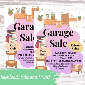 Editable and Printable Garage Sale Flyer Template, Instant Download and ...