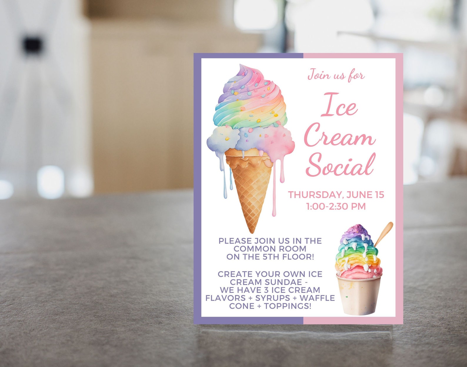 EDITABLE and Printable Ice Cream Social Flyer Invitation Template ...